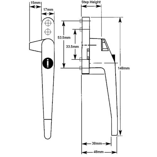 Winlock Locking Cockspur Window Handles for UPVC or Wooden Casement Windows