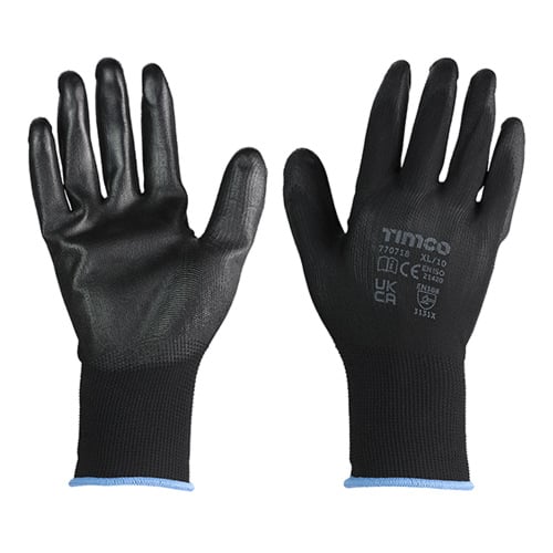 Durable Grip Gloves PU Coated Polyester